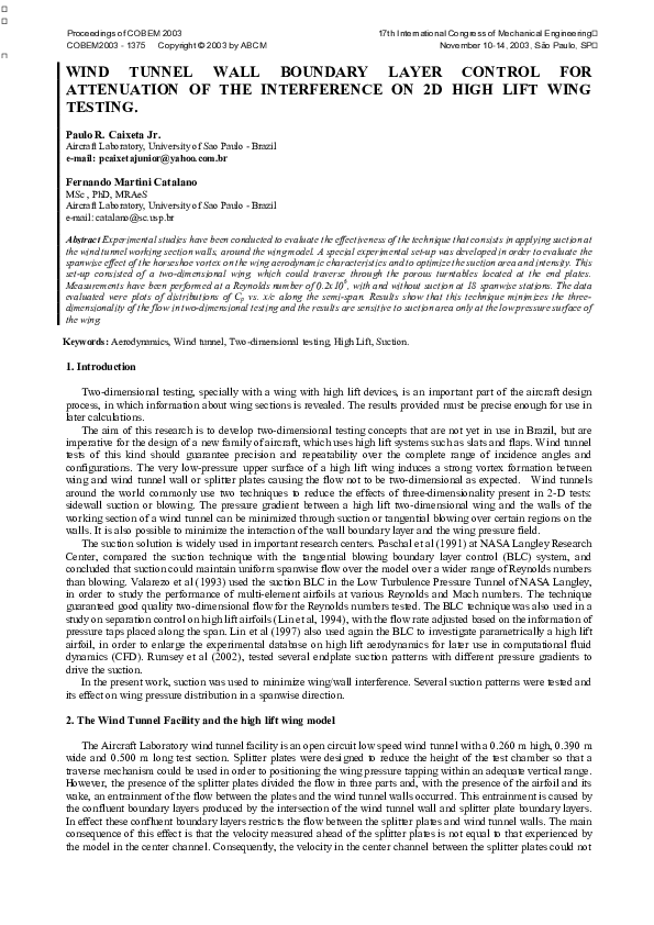 (PDF) Wind Tunnel Wall Boundary Layer Control for Attenuation of the ...