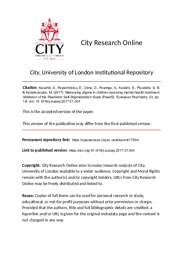 (PDF) Measuring stigma in children receiving mental health treatment ...