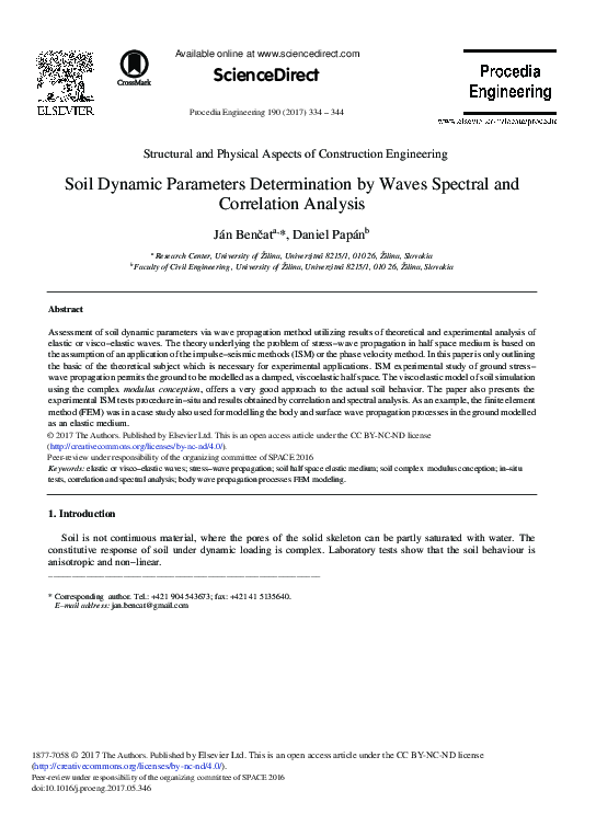 (PDF) Soil Dynamic Parameters Determination by Waves Spectral and Correlation Analysis