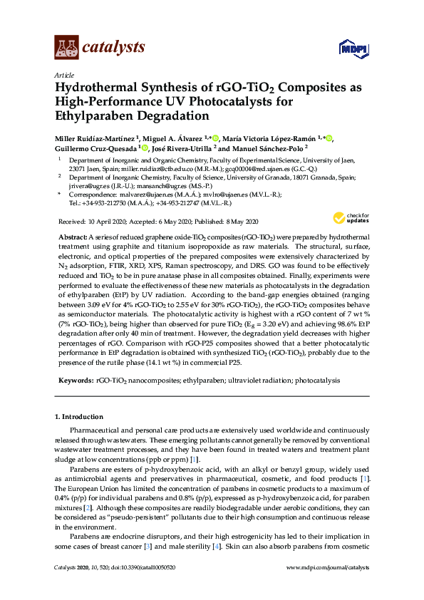 Pdf Hydrothermal Synthesis Of Rgo Tio2 Composites As High Performance
