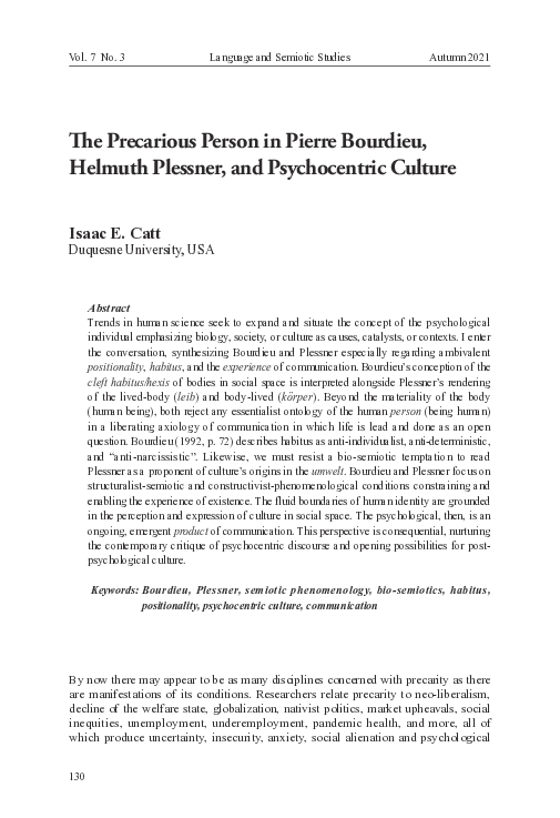 (PDF) Bourdieu and Plessner on Human Identity and Culture