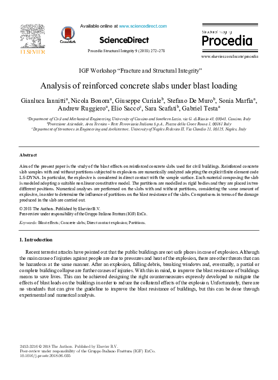 Pdf Analysis Of Reinforced Concrete Slabs Under Blast Loading