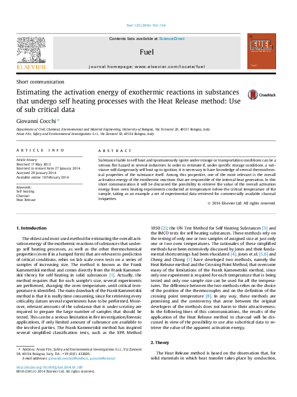 (PDF) Estimating the activation energy of exothermic reactions in ...