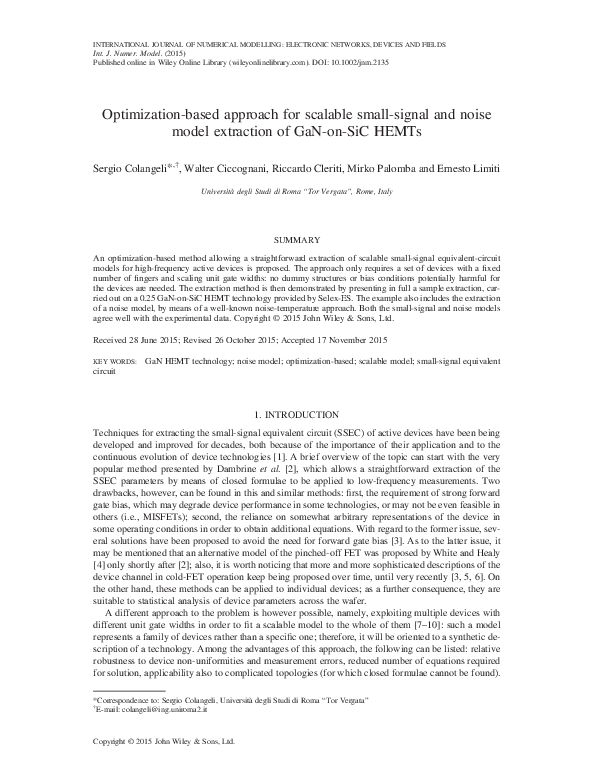 Pdf Optimization Based Approach For Scalable Small Signal And Noise