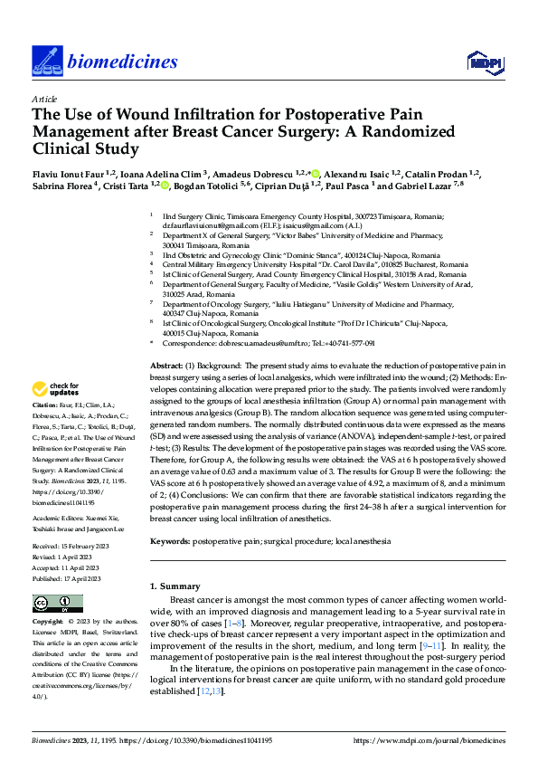 (PDF) The Use of Wound Infiltration for Postoperative Pain Management ...
