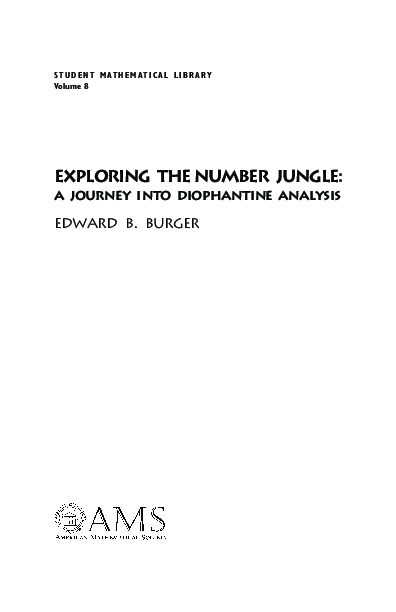 (PDF) Exploring the Number Jungle: A Journey into Diophantine Analysis