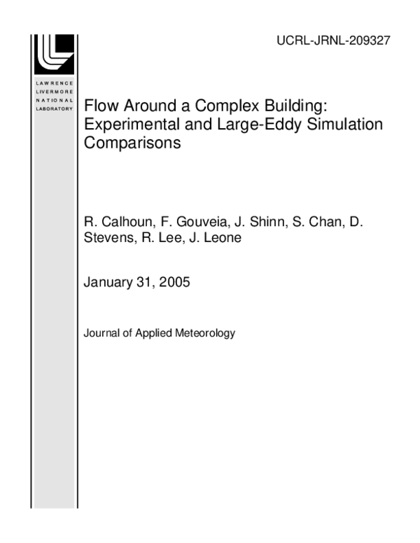 (PDF) Flow around a Complex Building: Experimental and Large-Eddy Simulation Comparisons | Frank ...