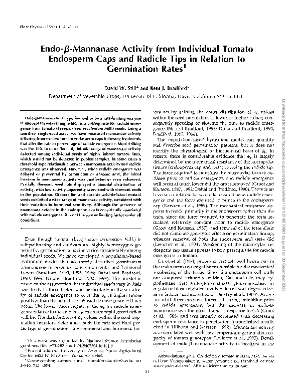 (PDF) Endo-β-Mannanase Activity from Individual Tomato Endosperm Caps ...