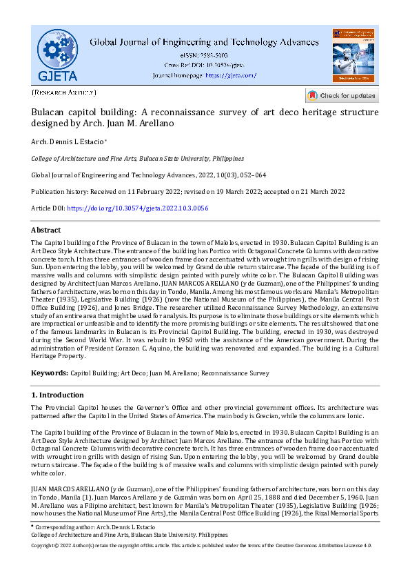 (PDF) Bulacan capitol building: A reconnaissance survey of art deco ...