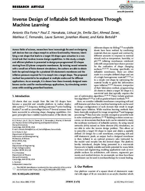 (PDF) Inverse Design of Inflatable Soft Membranes Through Machine Learning