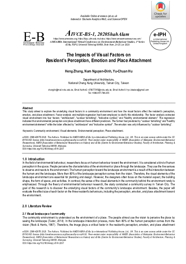 (PDF) The Impacts of Visual Factors on Resident’s Perception, Emotion ...