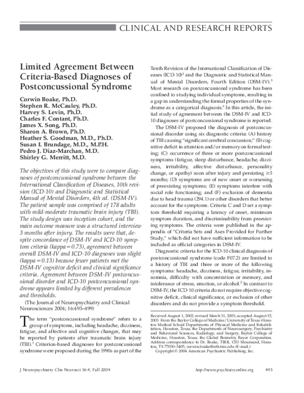 (PDF) Limited Agreement Between Criteria-Based Diagnoses of ...