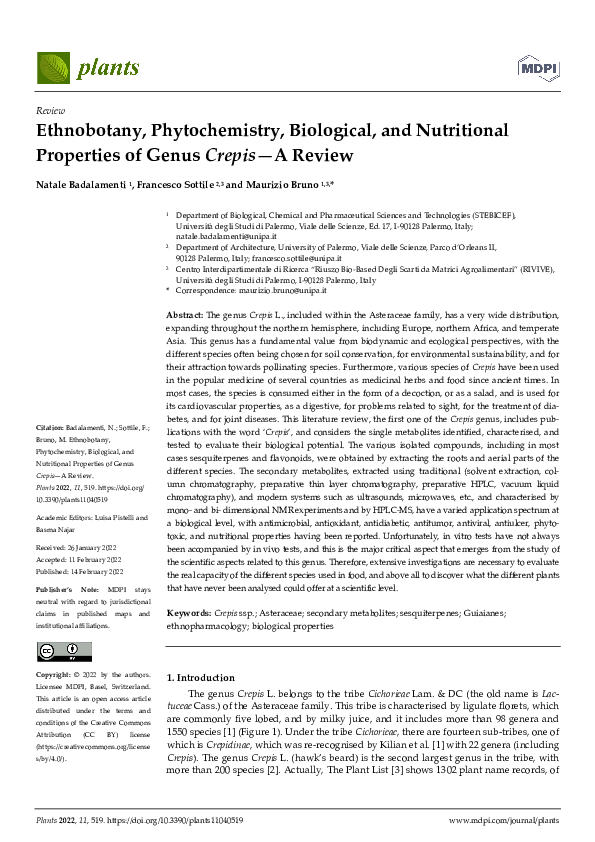 (PDF) Ethnobotany, Phytochemistry, Biological, and Nutritional ...