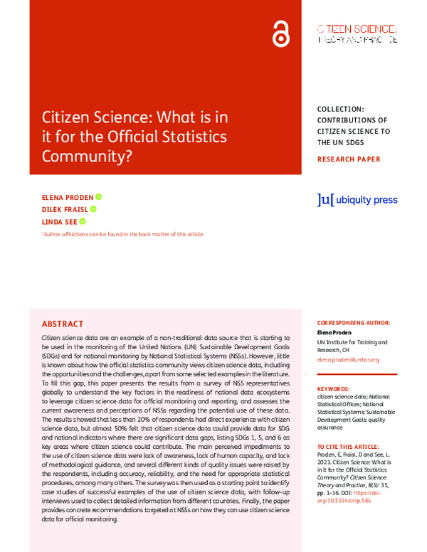 (PDF) Citizen Science: What is in it for the Official Statistics ...
