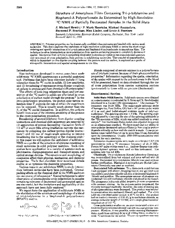 (PDF) Structure of amorphous films containing tri-p-tolylamine and ...