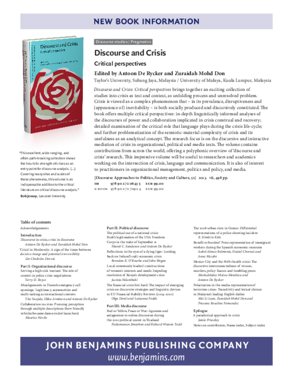 (PDF) Discourse and Crisis