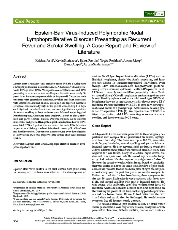 (PDF) Epstein-Barr Virus-Induced Polymorphic Nodal Lymphoproliferative ...