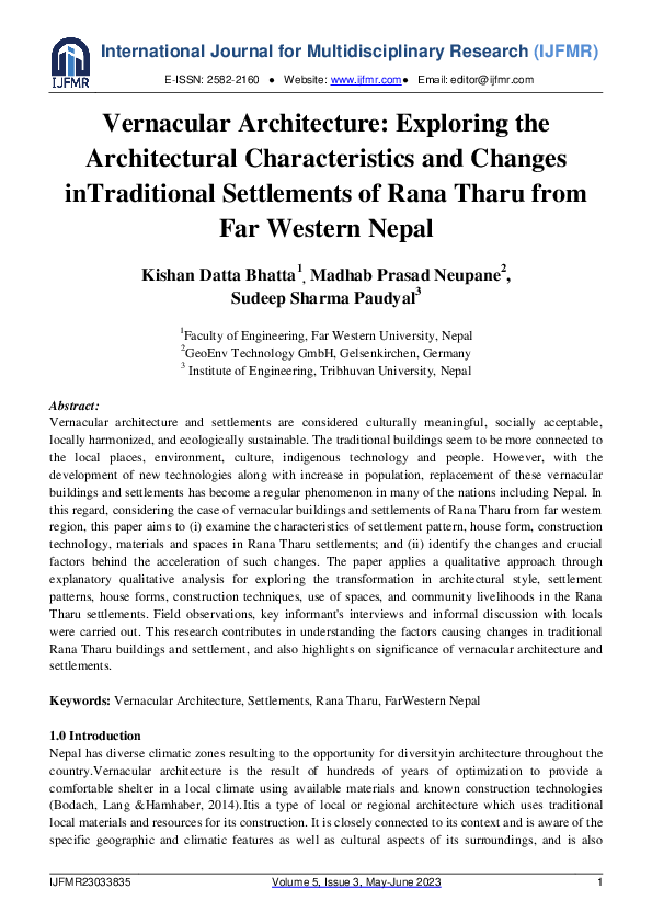(PDF) Vernacular Architecture: Exploring the Architectural ...