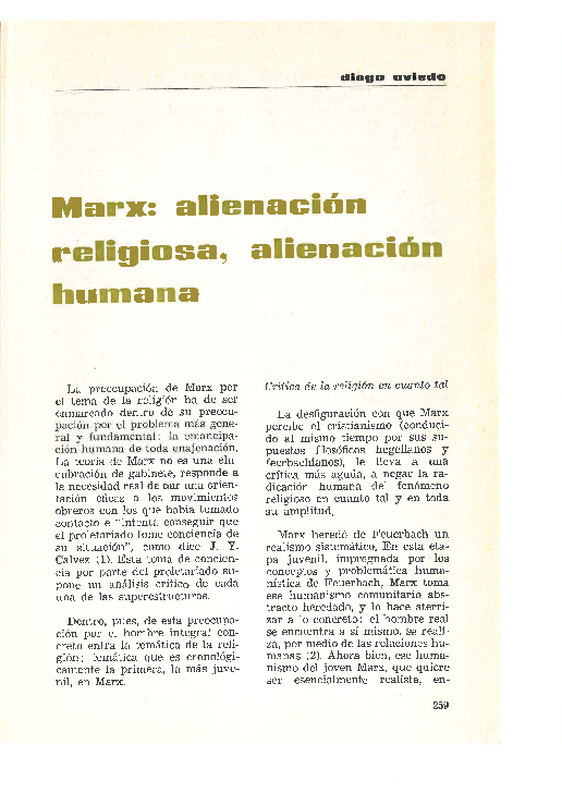 (PDF) Marx: alienación religiosa, alienación humana | DIEGO FERNANDO ...