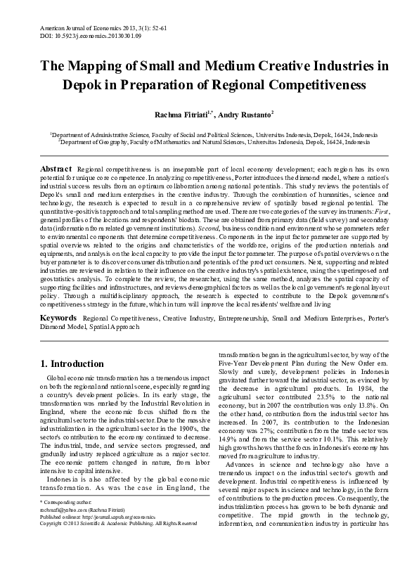 (PDF) The Mapping of Small and Medium Creative Industries in Depok in ...