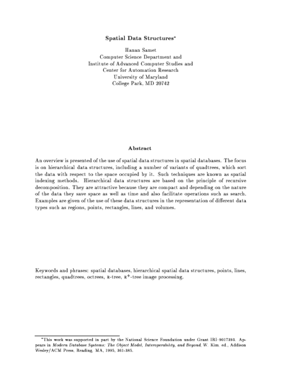 Pdf Spatial Data Structures