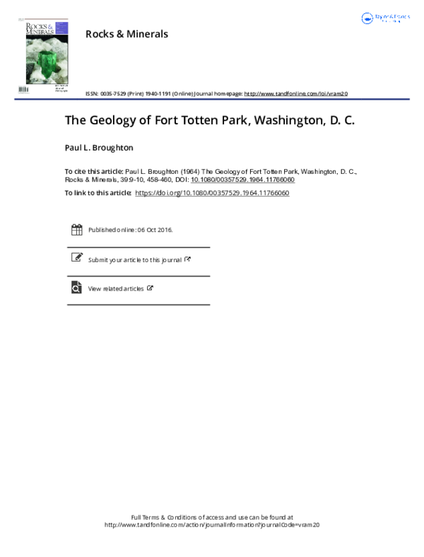 (PDF) The Geology of Fort Totten Park, Washington, D. C