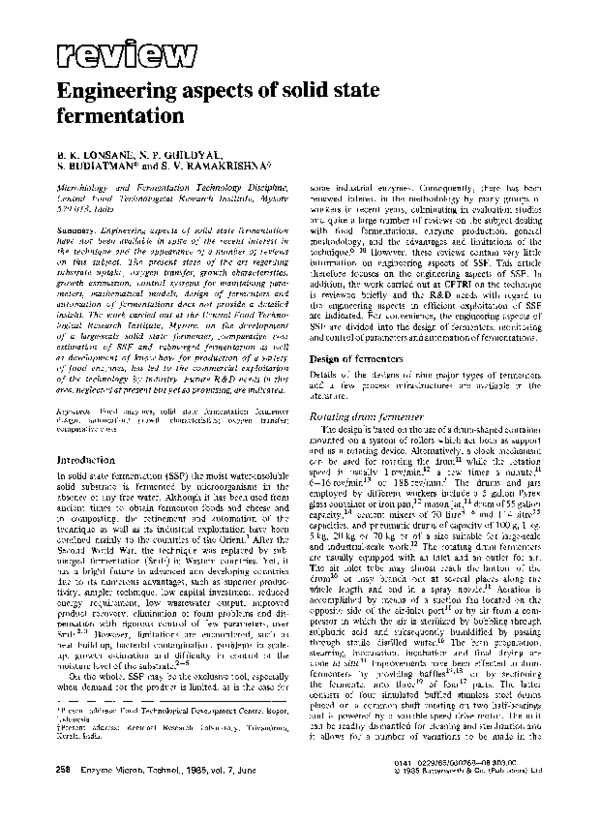 (PDF) Engineering aspects of solid state fermentation