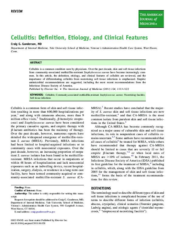 (PDF) Cellulitis: Definition, Etiology, and Clinical Features