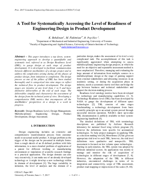 (PDF) A Tool for Systematically Accessing the Level of Readiness of ...