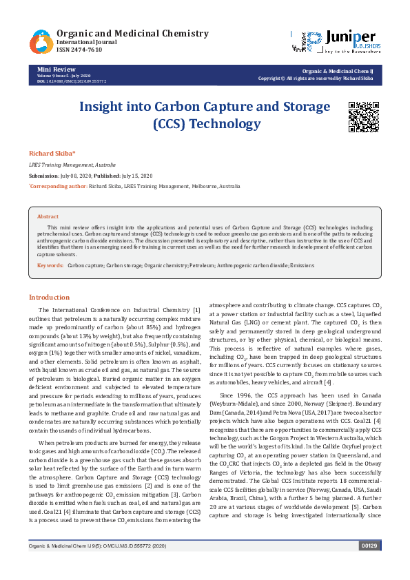 (PDF) Insight into Carbon Capture and Storage (CCS) Technology ...