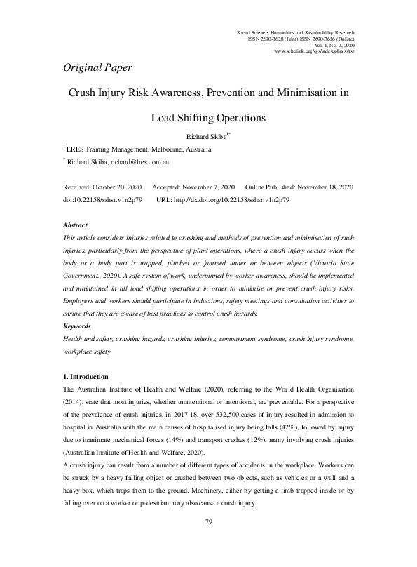 (PDF) Crush Injury Risk Awareness, Prevention and Minimisation in Load ...