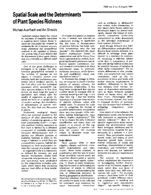 (PDF) Spatial scale and the determinants of plant species richness