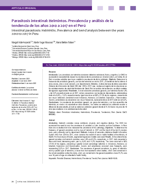 (PDF) Parasitosis intestinal: Helmintos