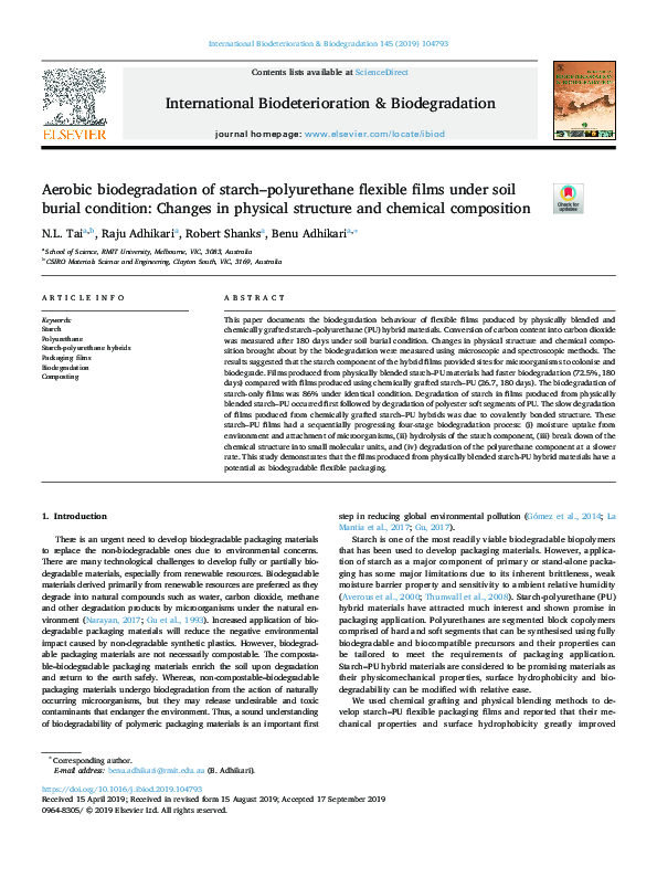 (PDF) Aerobic biodegradation of starch–polyurethane flexible films under soil burial condition ...