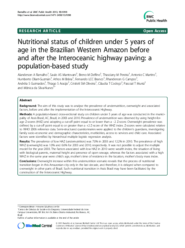 (PDF) Nutritional status of children under 5 years of age in the ...