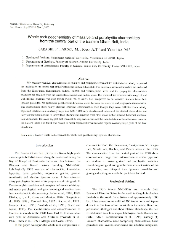 (PDF) Whole rock geochemistry of massive and porphyritic charnockites ...