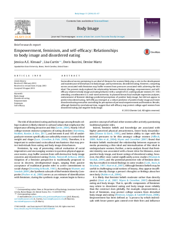 (PDF) Empowerment, feminism, and self-efficacy: Relationships to body ...