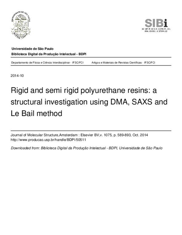 (PDF) Rigid and semi rigid polyurethane resins: A structural ...