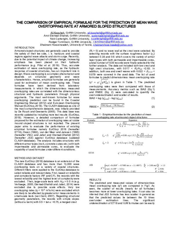 (PDF) Predicting Wave Overtopping at Coastal Structures