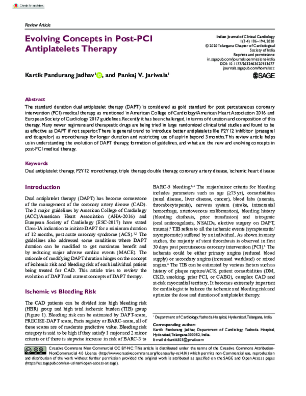 (PDF) Evolving Concepts in Post-PCI Antiplatelets Therapy