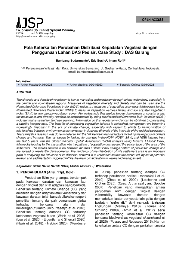 (PDF) Pola Keterkaitan Perubahan Distribusi Kepadatan Vegetasi dengan ...