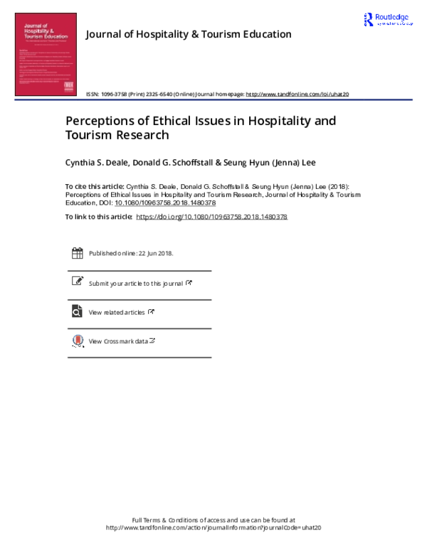 (PDF) Perceptions of Ethical Issues in Hospitality and Tourism Research