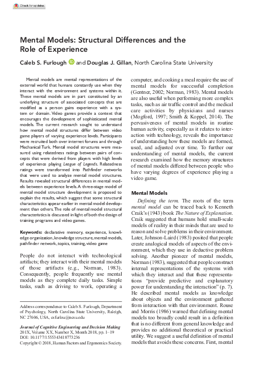 (PDF) Mental Models: Structural Differences and the Role of Experience