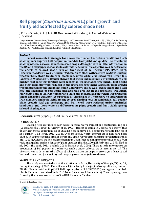 (PDF) Bell pepper (Capsicum annuum L.) plant growth and fruit yield as ...