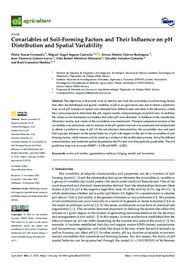 (PDF) Covariables of Soil-Forming Factors and Their Influence on pH ...