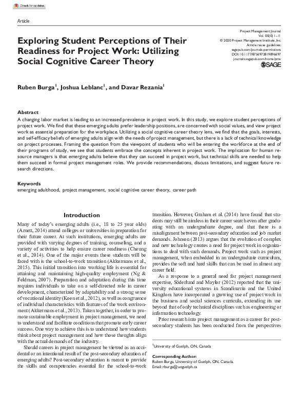(PDF) Exploring Student Perceptions of Their Readiness for Project Work ...