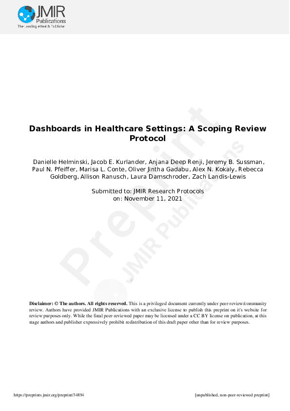 (PDF) Dashboards in Healthcare Settings: A Scoping Review Protocol ...