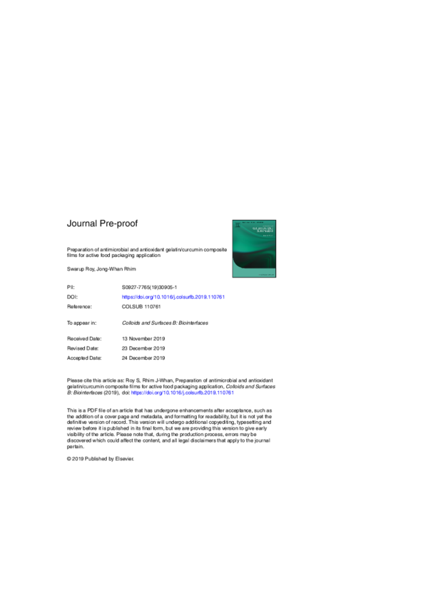 (PDF) Preparation of antimicrobial and antioxidant gelatin/curcumin ...