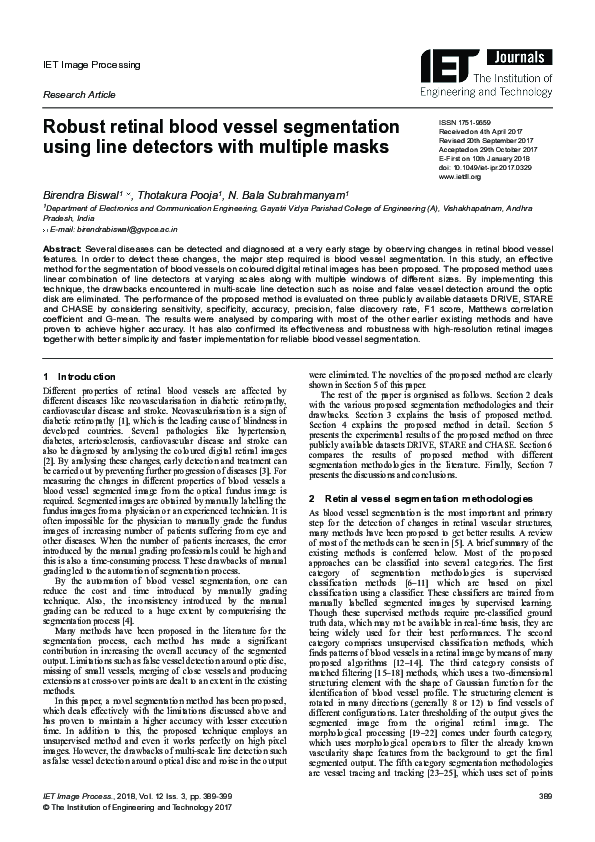 (PDF) Robust Retinal Blood Vessel Segmentation Using a Patch-Based Statistical
