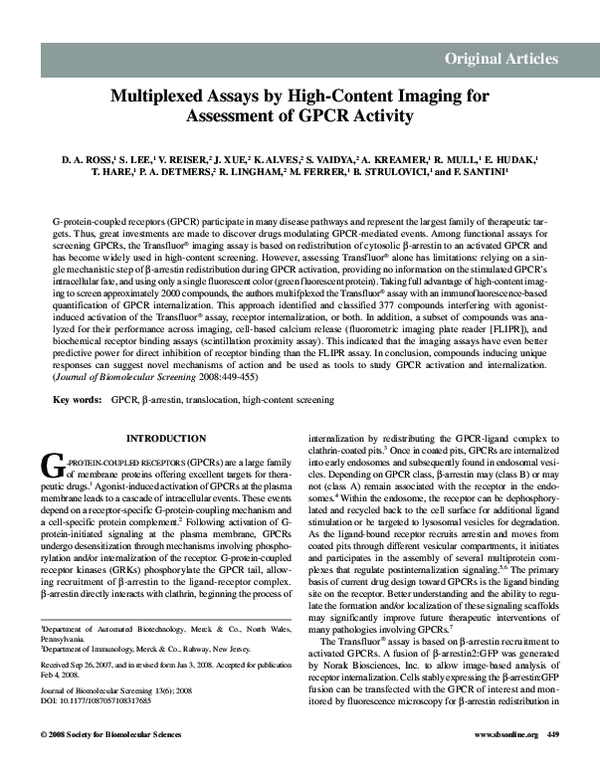 (PDF) Multiplexed Assays by High-Content Imaging for Assessment of GPCR ...